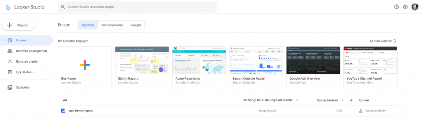 Google Looker Studio (Google Data Studio – GDS) – Miraç ÖZTÜRK